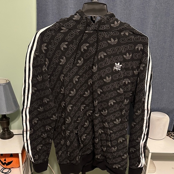 adidas | Shirts | Adidas Monogram Black And White Track Jacket | Poshmark